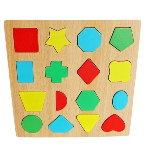 Montessori Multiple First Shape Puzzle, Wooden Geometric Colour Sorter ...